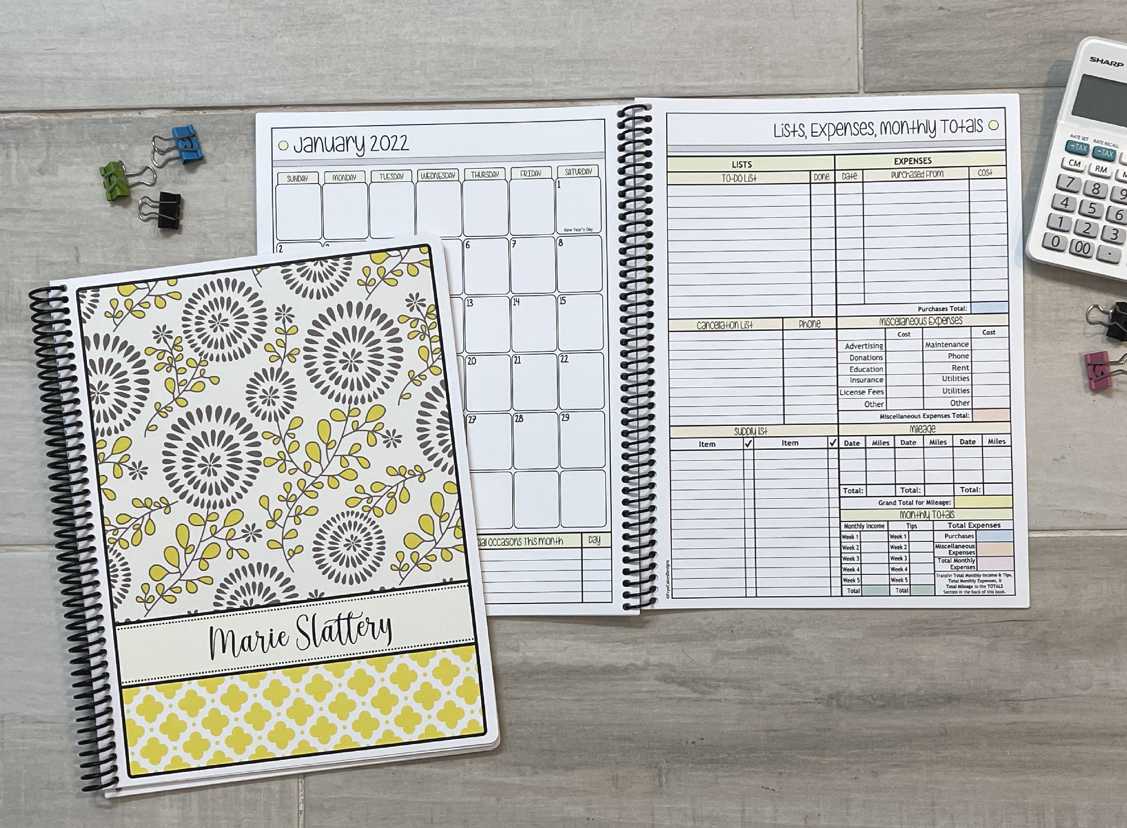 BOHO YELLOW DESIGN - 12 Month Dated Appointment Book With Business Org ...