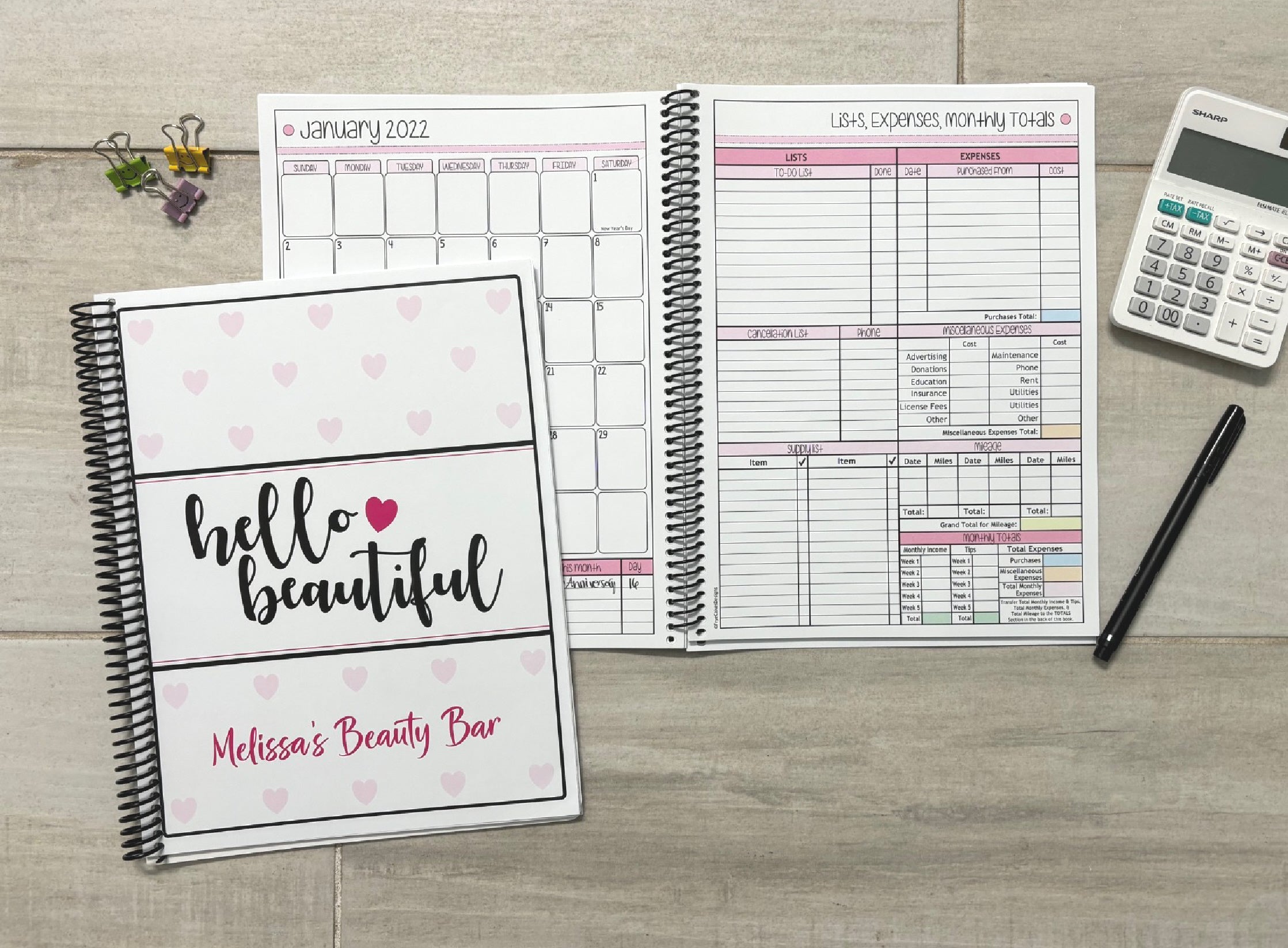 HELLO BEAUTIFUL DESIGN - 12 Month Dated Appointment Book With Business ...